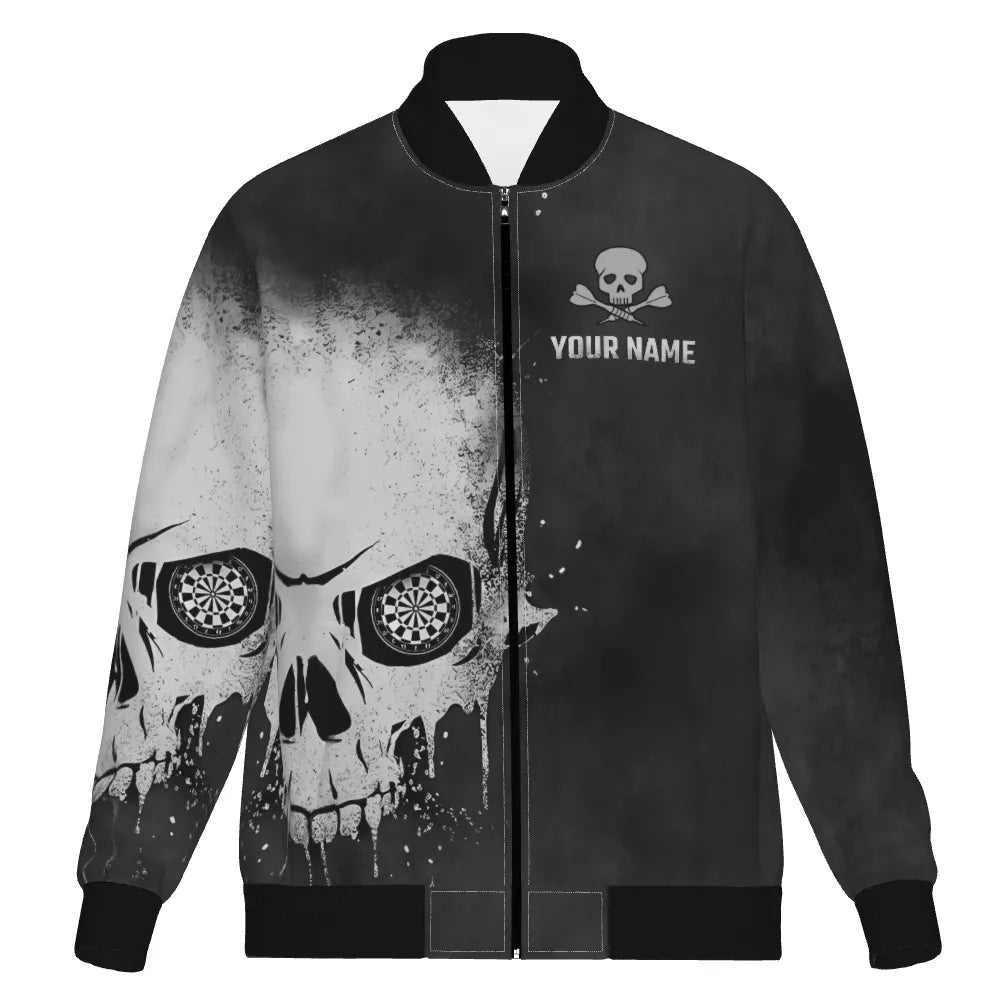 Black and White Darts Jacket with Smoky Skull Design S589