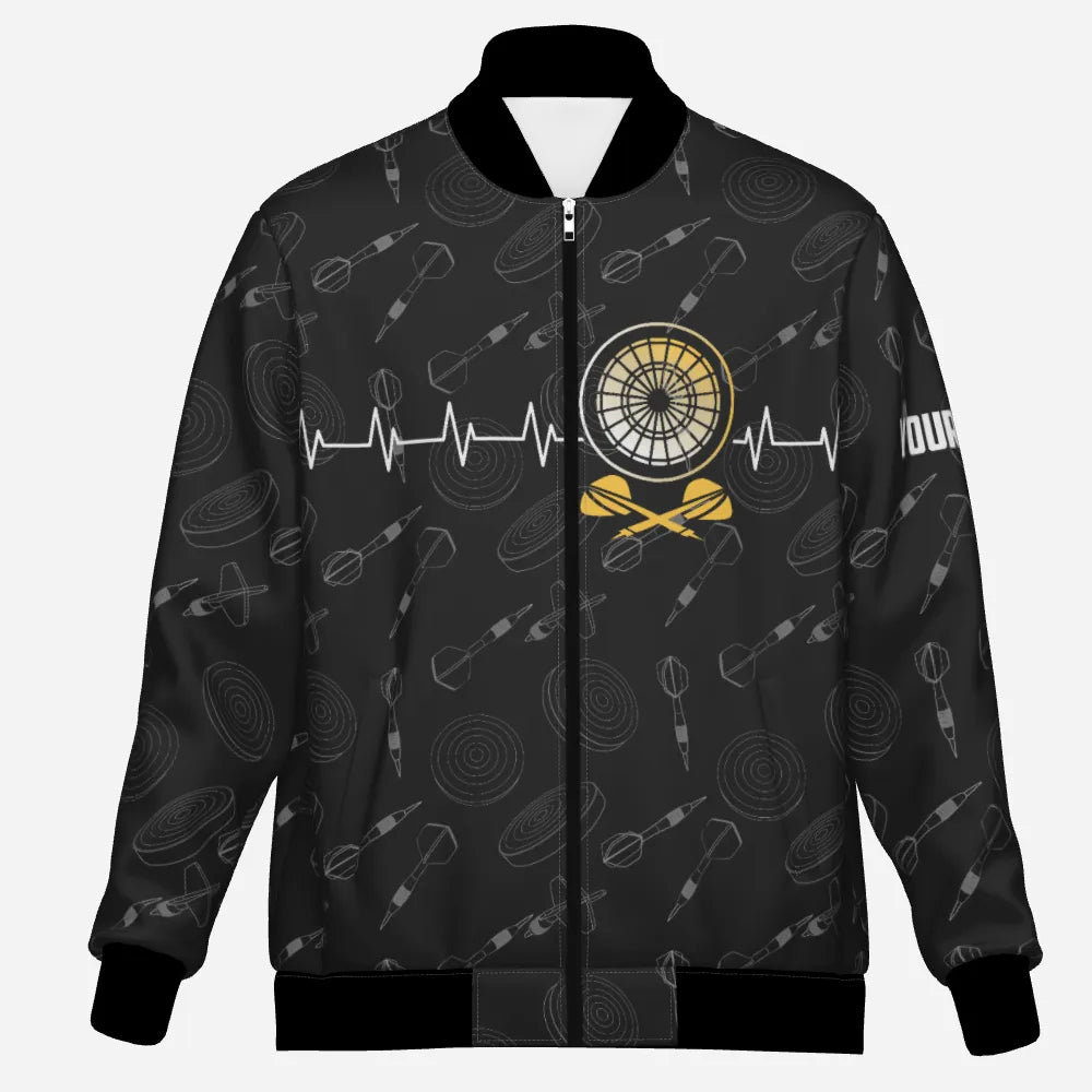 Darts Jacket with Darts Pattern and Heartbeat Design, Black X823