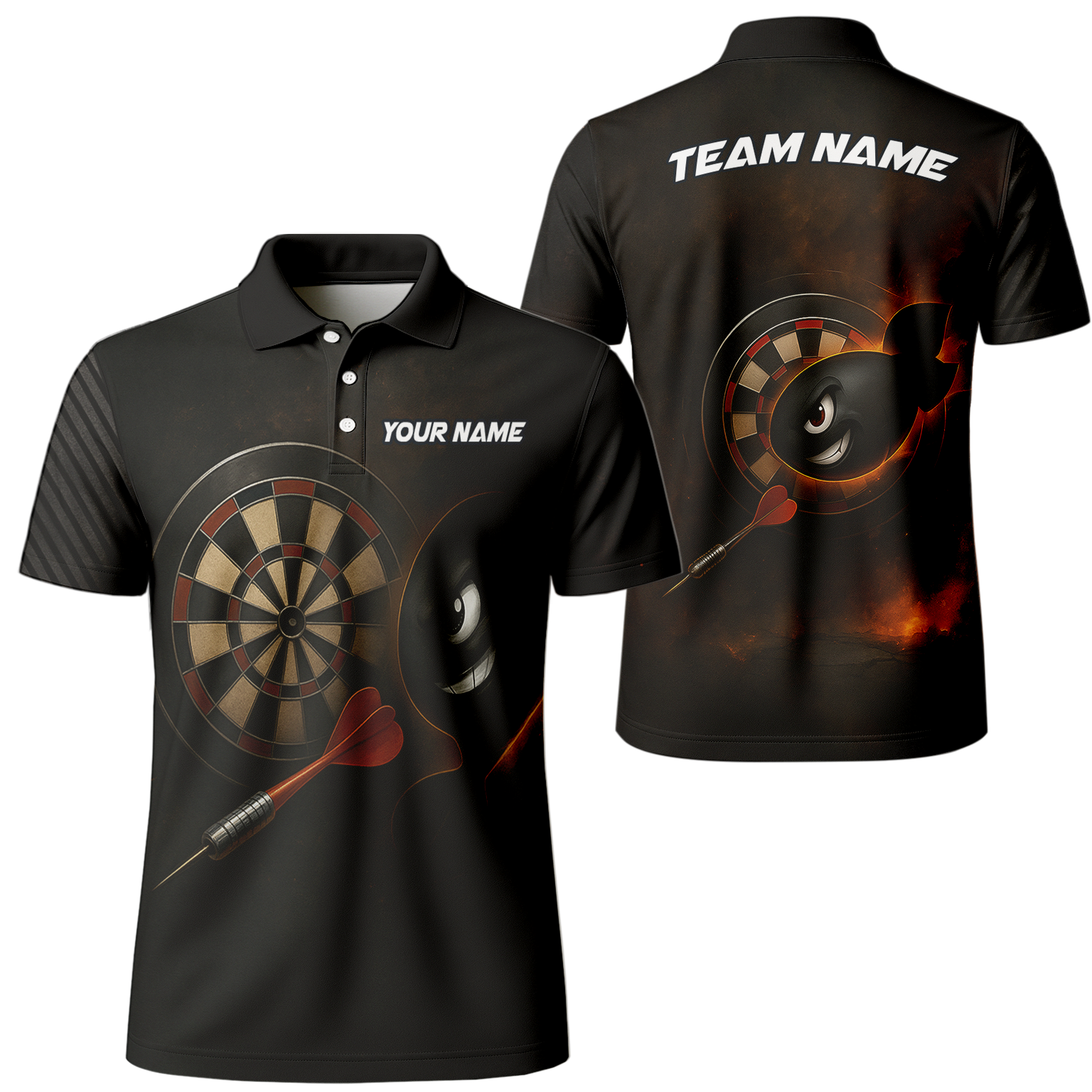 Personalized Dart Bomb Fire Explosion Black Dart Jersey Polo Shirt - polo