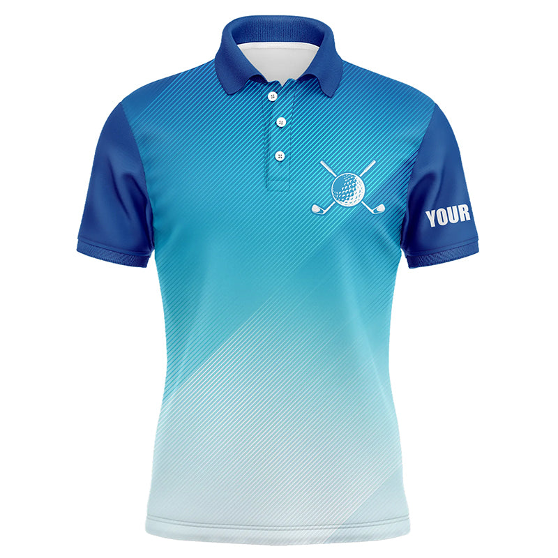 Men's Custom Blue Pattern Golf Polo Shirt - Stylish Golf Attire for Me