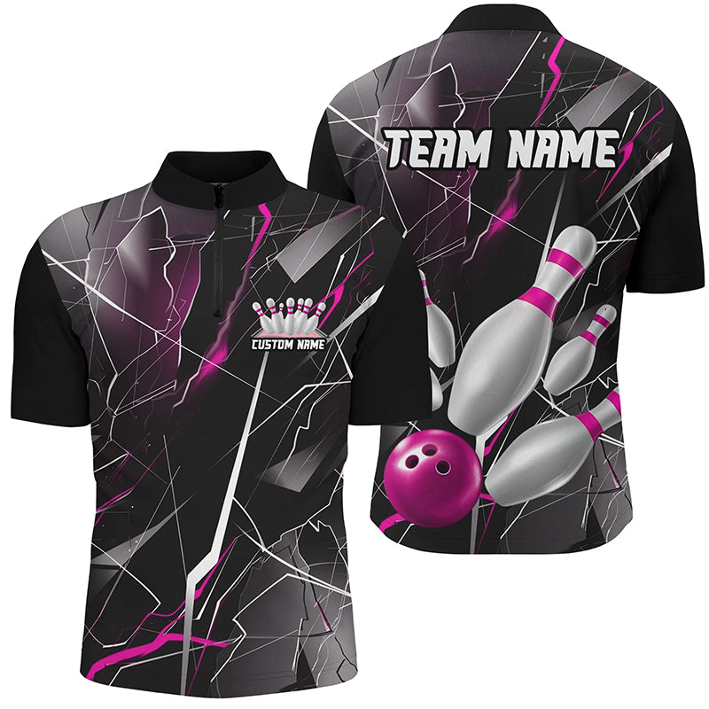 Pink Thunder Lightning Custom Bowling Team Shirts For Men And Women, S
