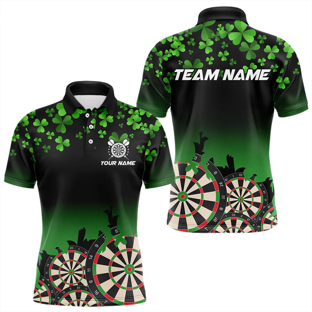 Green Shamrock Darts Board pattern Lucky Darts Shirt For Men Custom St