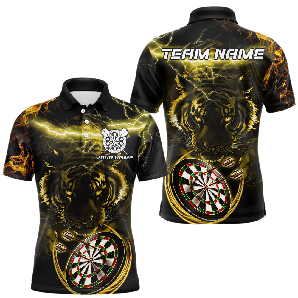 Personalised Yellow Lightning Thunder Storm Tiger Darts Shirts For Men