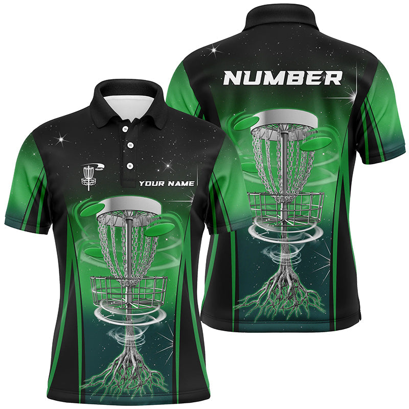 Stylish Men's Gradient Green Disc Golf Polo Shirt - Custom Frisbee Gol