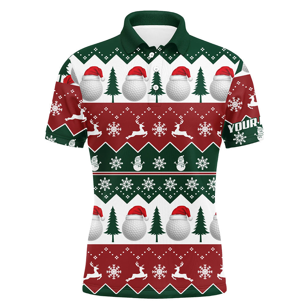 Personalized Merry Christmas Golf Polo Shirt for Men - Festive Golf Sa