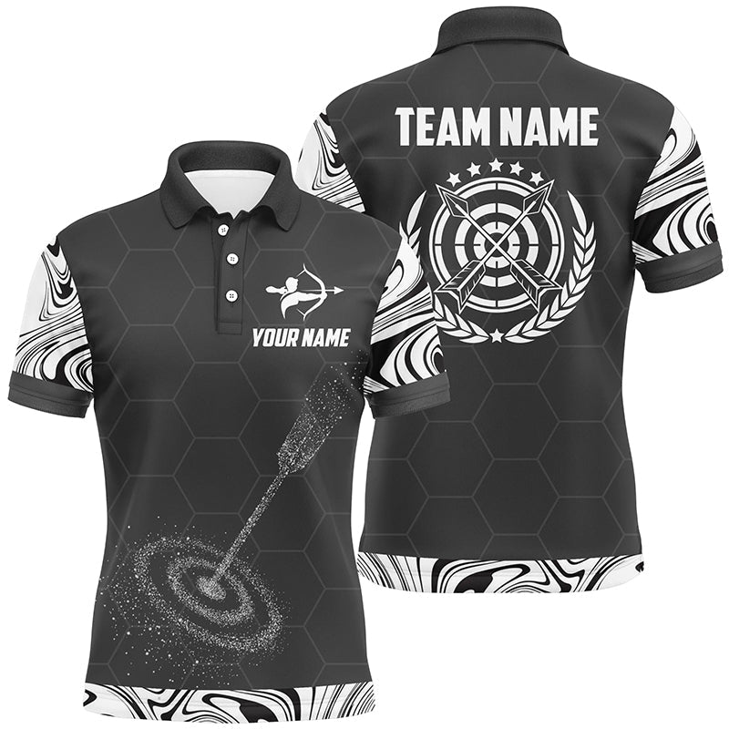 Personalised Black White 3D Target Archery Polo Shirts For Men and Wom