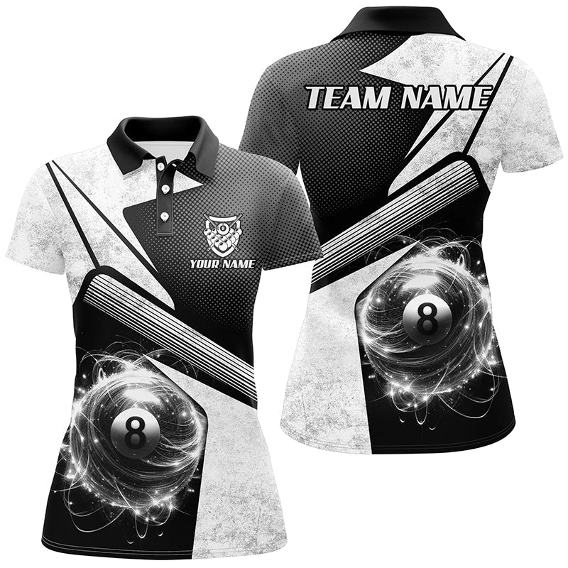 Personalised 8 Ball Billiard Polo Shirts for Women - Custom Pool Team ...