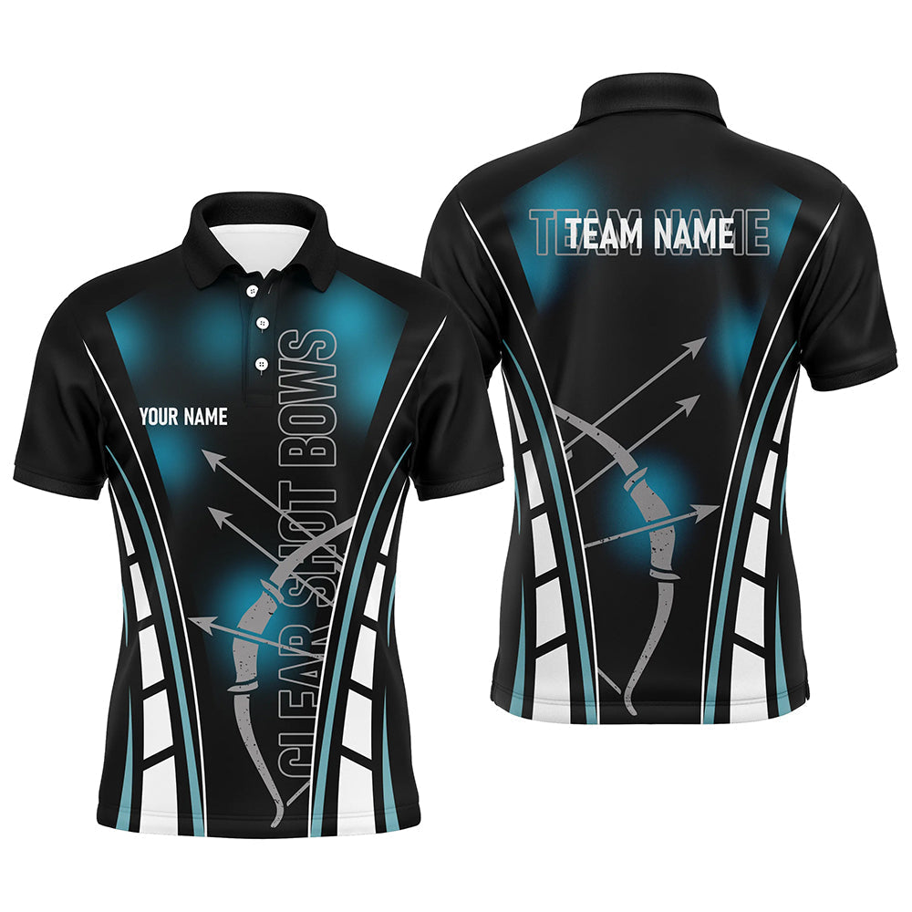 Personalised Clear Shot Bows Archery Polo Shirts For Men and Women, Bl