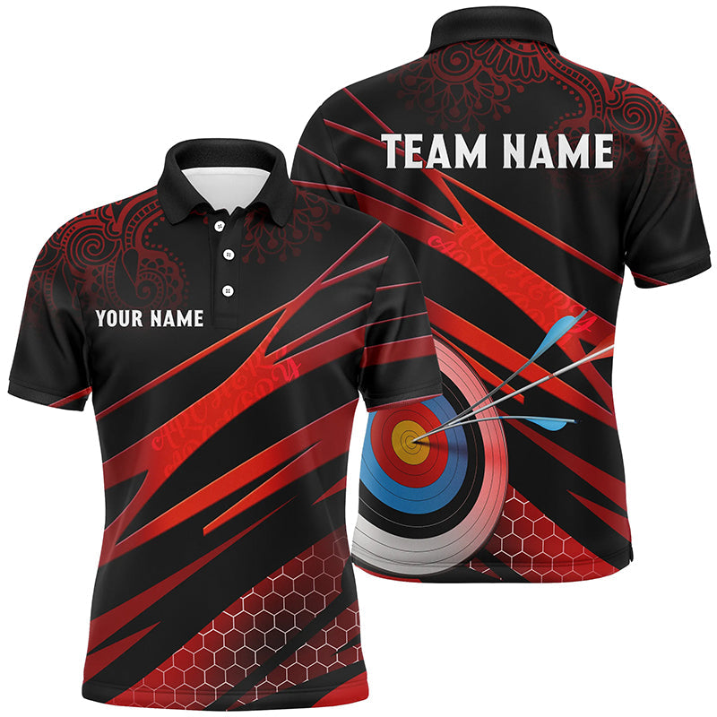 Personalised Red Black 3D Target Archery Polo Shirts For Men and Women