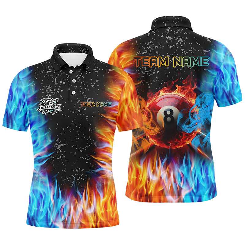 Personalised Billiard Fire and Water 3D Printed Polo Shirts - Grunge 8 ...