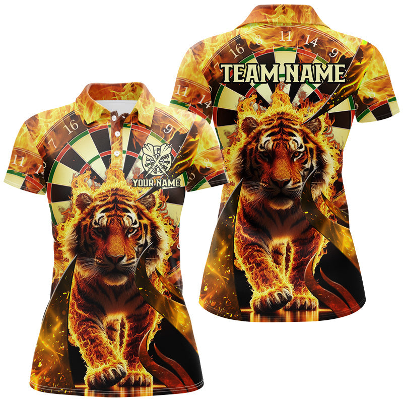 Personalized 3D Tiger Darts Board Shirt for Women - Custom Fire Flame ...