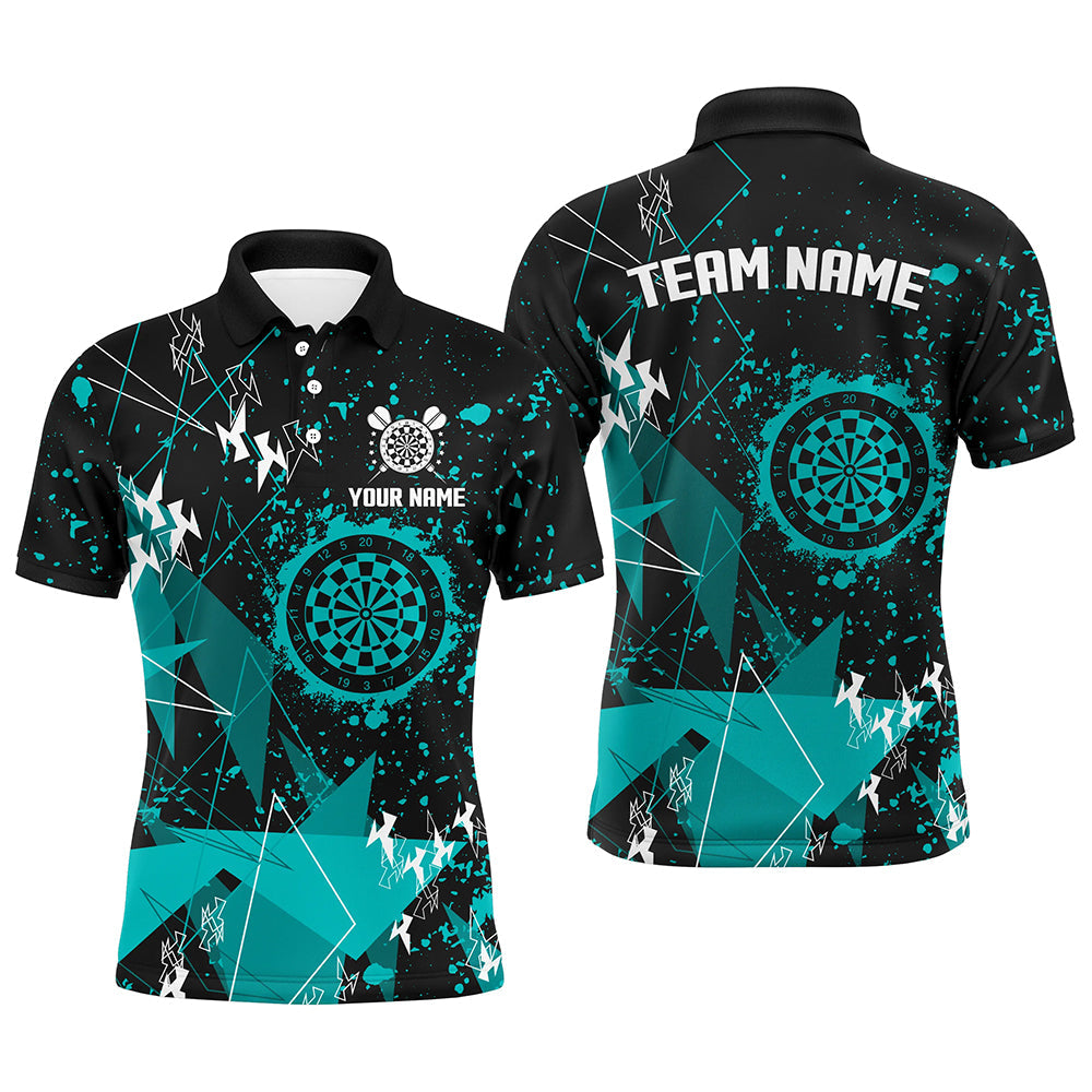 Personalised Grunge Turquoise Darts Polo & Quarter Zip Custom Dart Shi