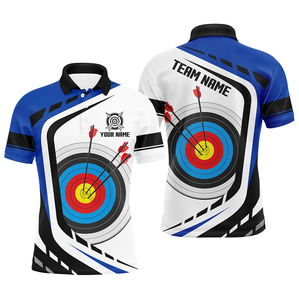 Personalised Archery Target White Blue Jersey Men and Women Polo Shirt
