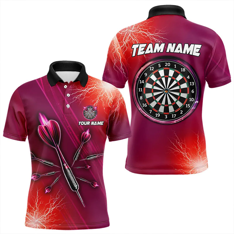 Red Thunder Lightning Light Darts Polo & Quarter Zip Custom Darts Shir