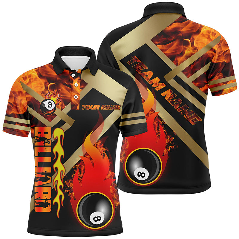 Personalised 8 Ball Pool Fire Flame 3D Printed Men's Polo Shirt ...