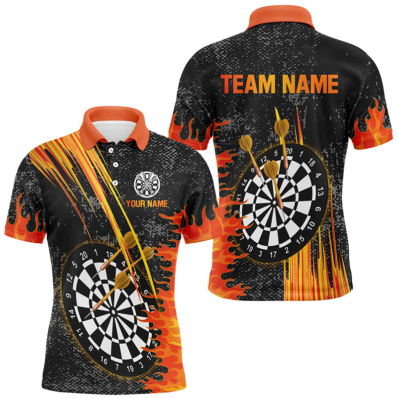 Custom Grey Grunge Fire Flame Darts Team Jerseys for Men, Short Sleeve ...