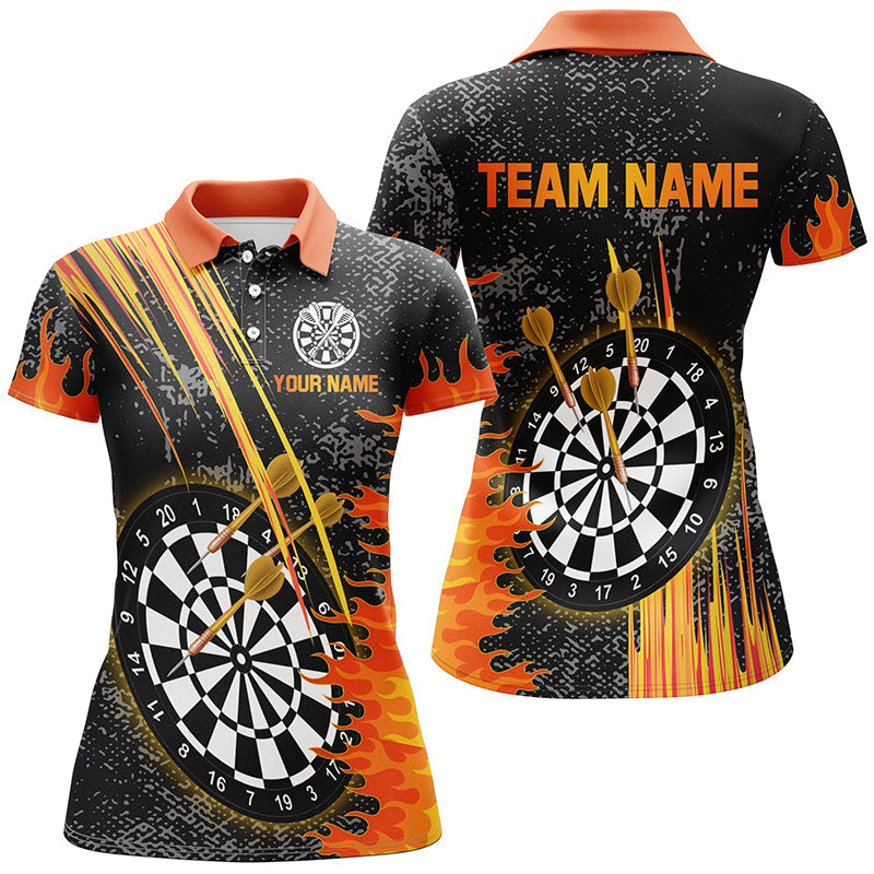 Custom Grey Grunge Fire Flame Darts Team Jerseys for Women, Short ...
