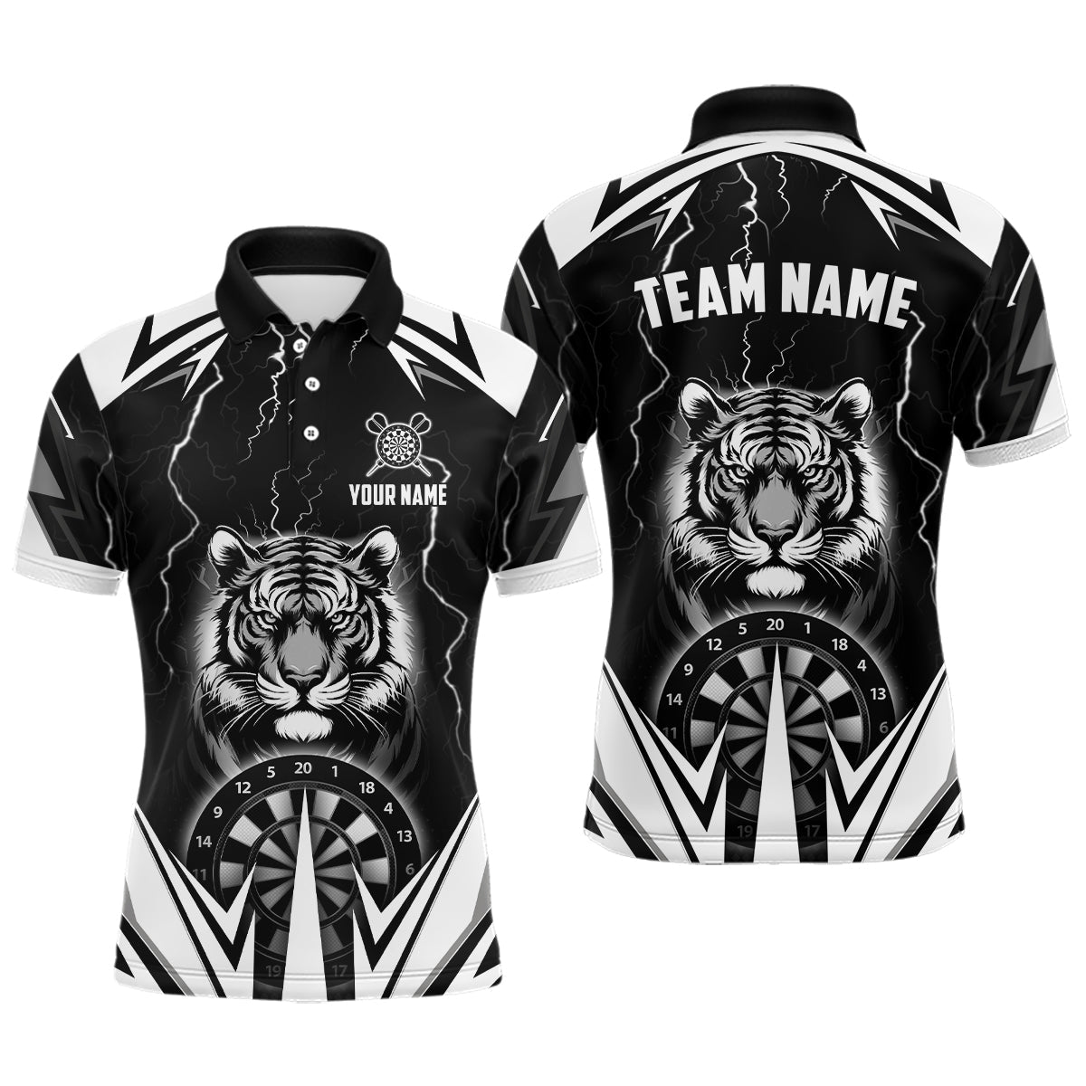Personalized Tiger Printed Darts Jersey for Men - Custom Thunder Light