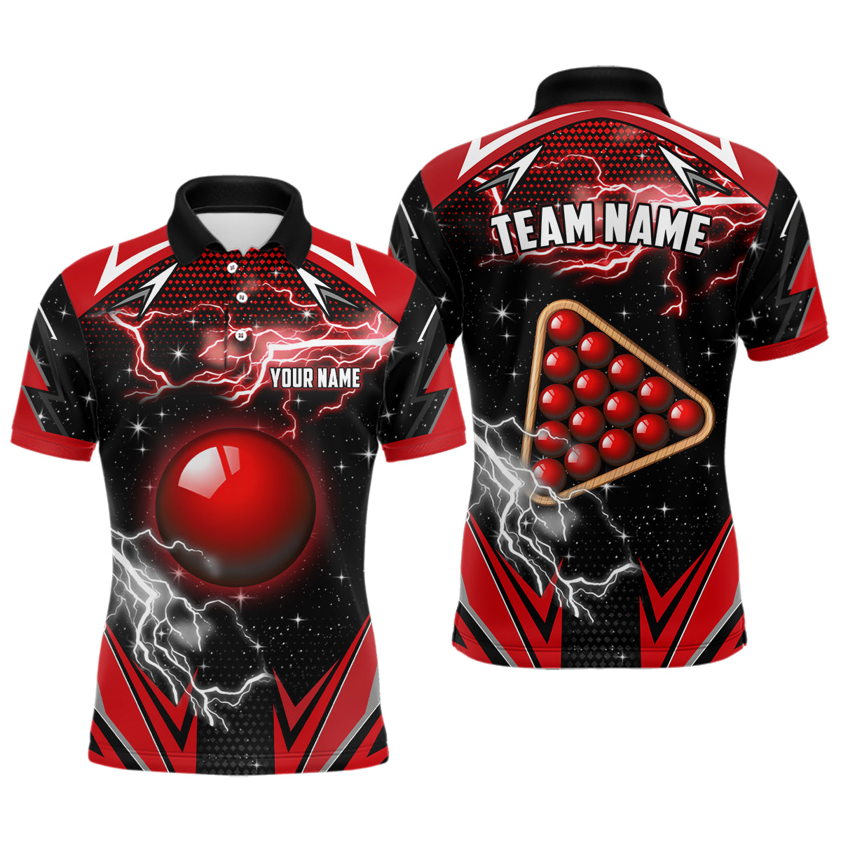 Personalised Snooker Billiard Shirt - Thunder Lightning 3D Printed Men ...