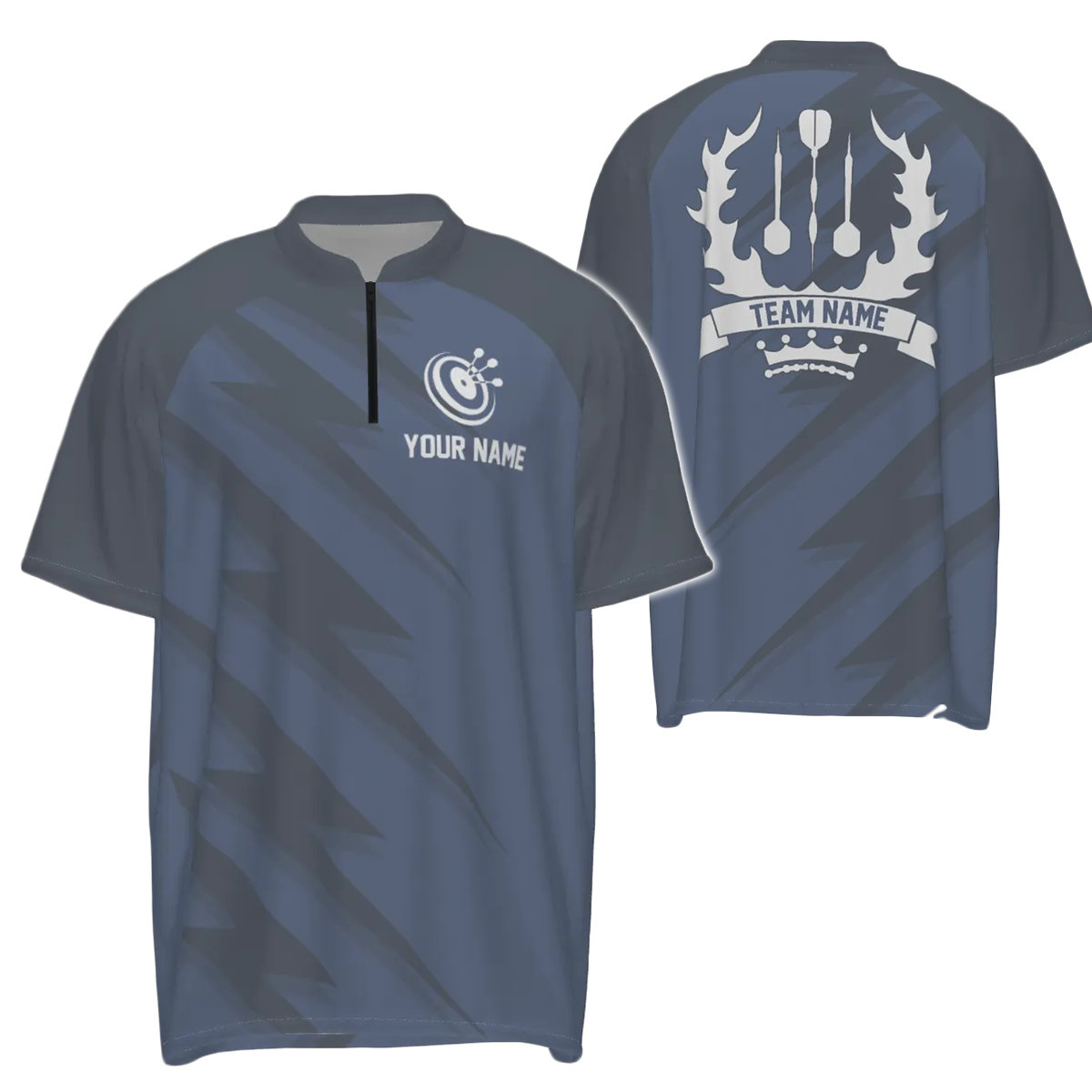 Custom-made Men's Navy Lightning Basic Darts 1/4 Zip Shirt - Cool Dart