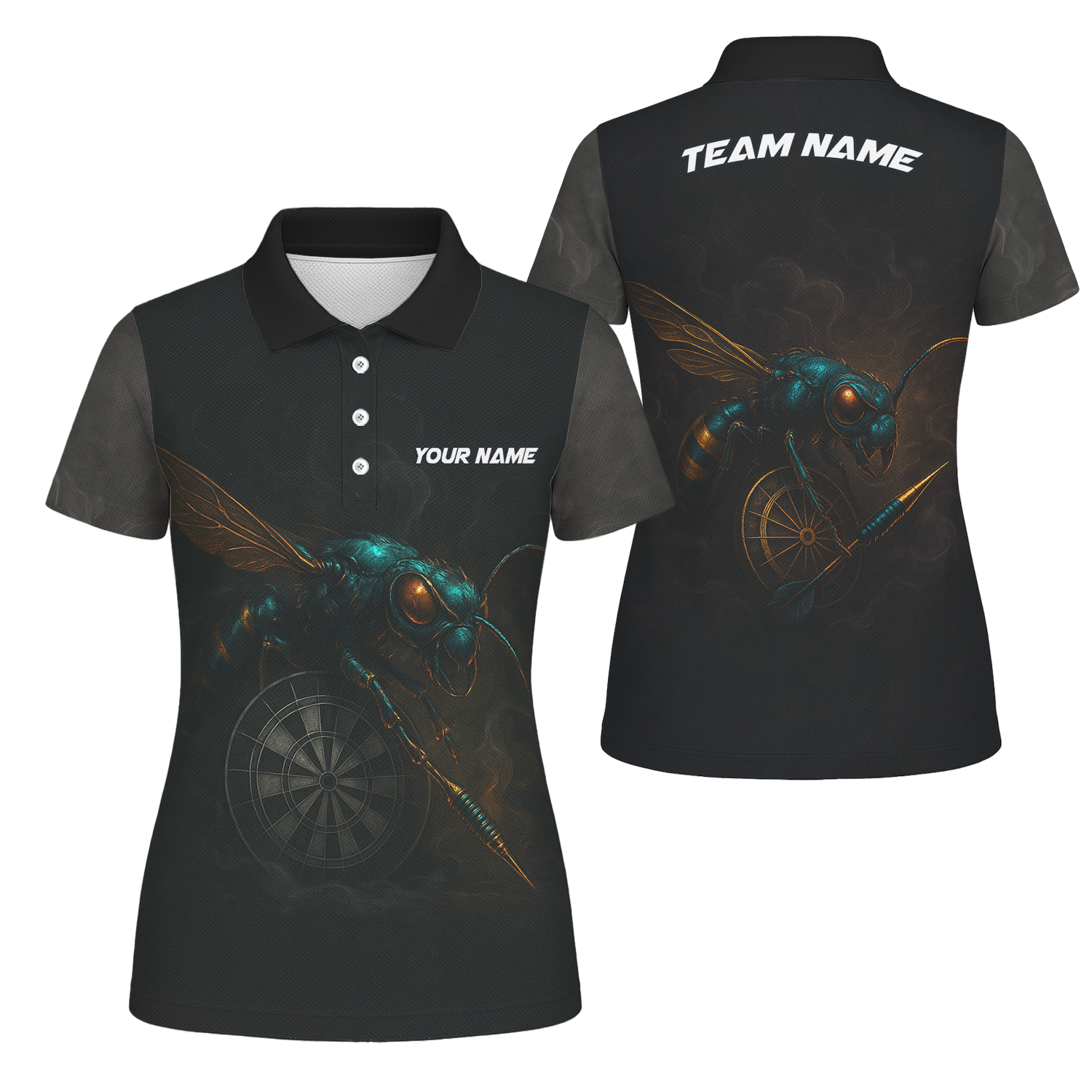 Personalized Black Wasp Dart Polo Shirt Custom Name Team For Women ...
