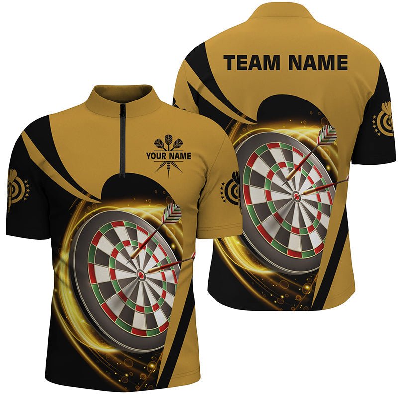 Customizable Yellow-Black Lightweight Dart 1/4 Zip Shirt for Men X408