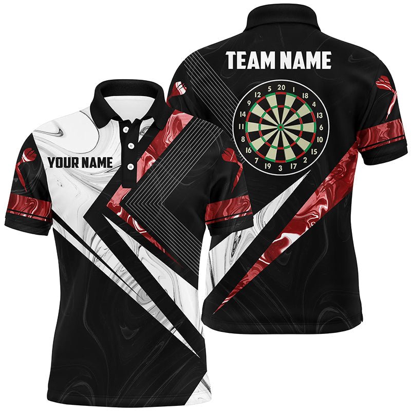 Personalised Men's Darts Polo Shirt in Red and White - Customisable Da